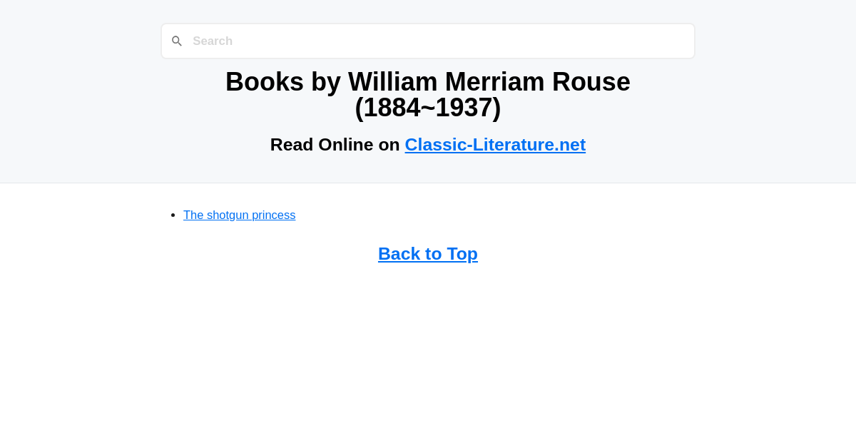 Books by William Merriam Rouse (1884~1937) - Read Online on Classic ...