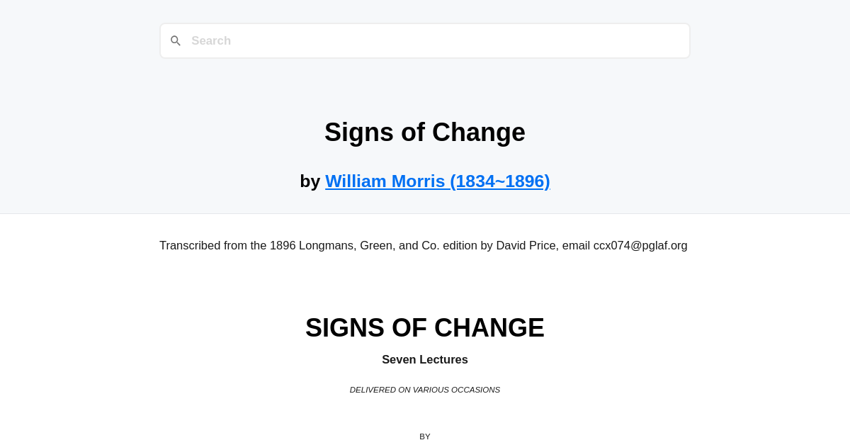 Signs of Change by William Morris (1834~1896)