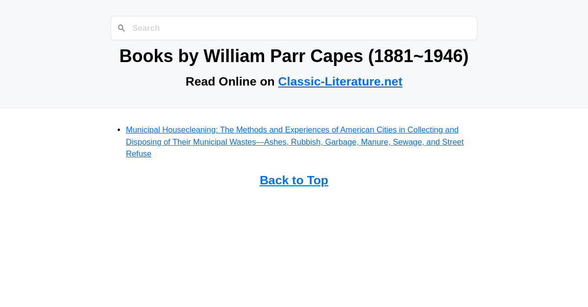 Books by William Parr Capes (1881~1946) - Read Online on Classic ...