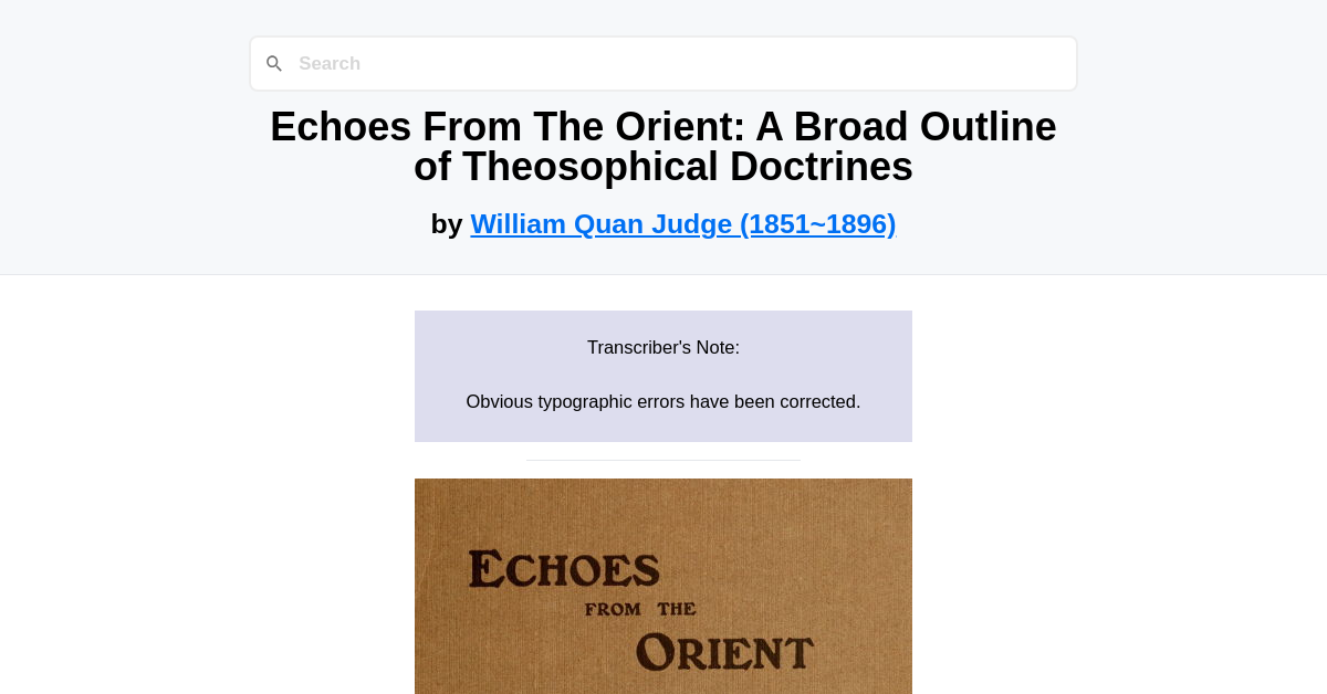Echoes From The Orient: A Broad Outline of Theosophical Doctrines by ...