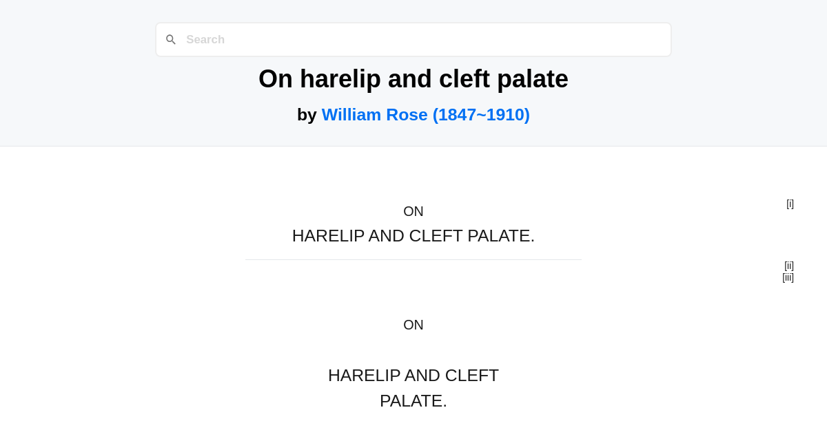 On harelip and cleft palate by William Rose (1847~1910)
