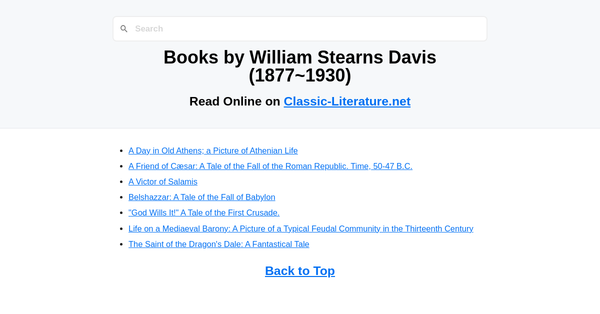 Books by William Stearns Davis (1877~1930) - Read Online on Classic-Literature.net