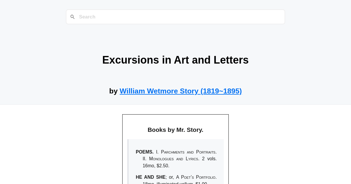 Excursions in Art and Letters by William Wetmore Story (1819~1895)
