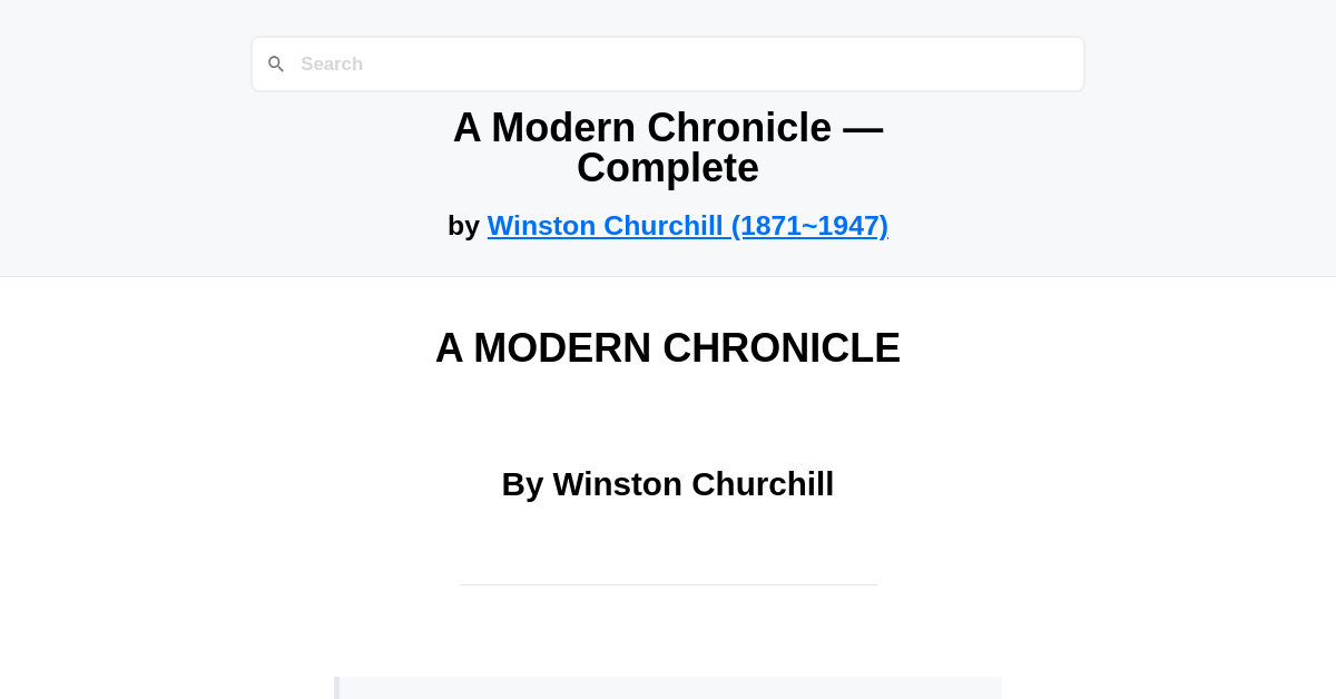 A Modern Chronicle — Complete by Winston Churchill (1871~1947)