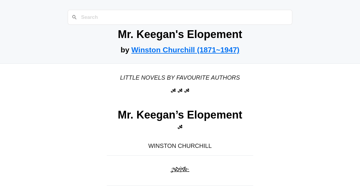 Mr. Keegan's Elopement