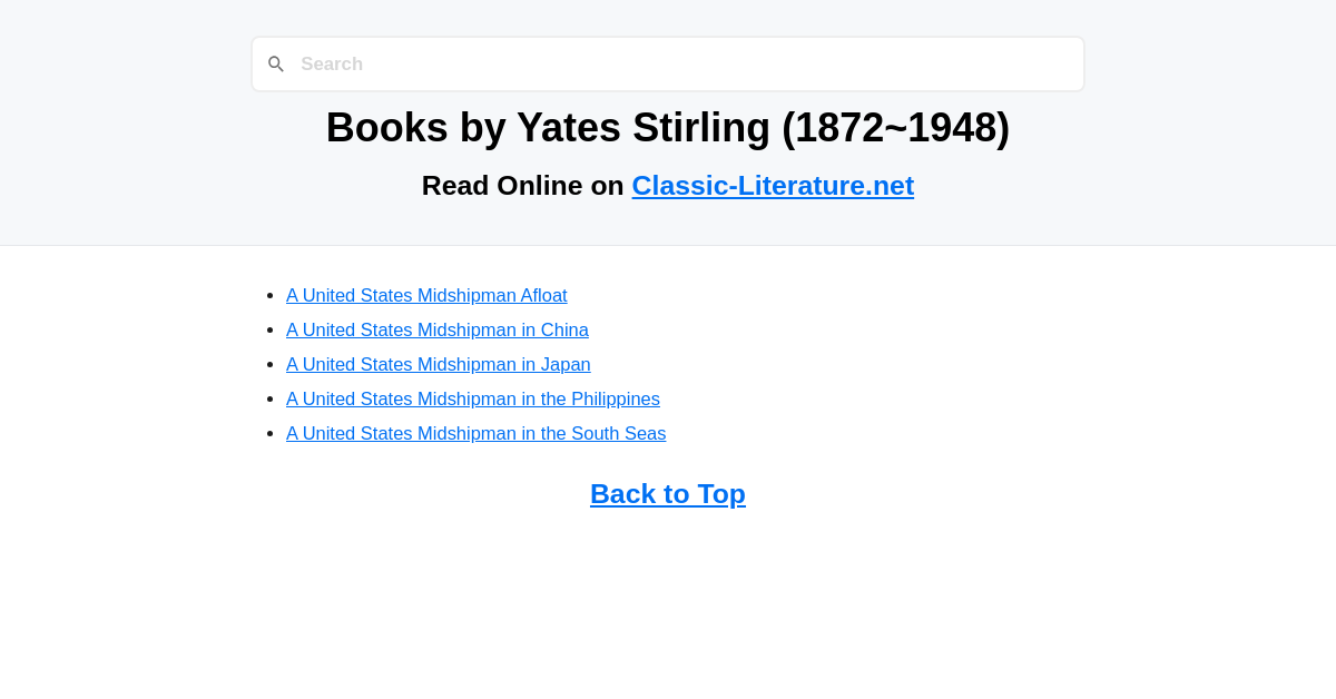 Books by Yates Stirling (1872~1948) - Read Online on Classic-Literature.net